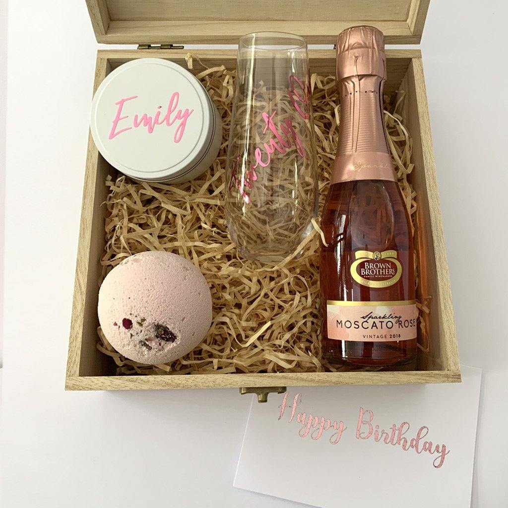 Personalised Birthday Hamper - Timber Gift Box – PrettyLittleGiftBox